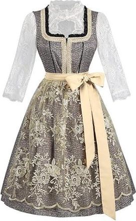 Generic Dirndl - Robe midi r&eacute;tro pour femme - Robe traditionnelle Dirndl - Ensemble complet pour f&ecirc;te de la bi&egrave;re - Chemisier Dirndl - Grandes tailles - Tabli