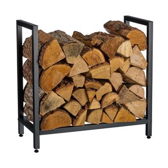 Relaxdays Kaminholzregal, Metall, HBT: 62,5 x 65 x 30,5 cm, Brennholzregal f&uuml;r Feuerholz, Stapelholz, Brennholz, schwarz
