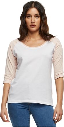 Urban Classics Damen T-Shirt Ladies 3/4 Contrast Raglan Tee TB733, Gr. X-Small, Wei&szlig; (wht/pink 234)