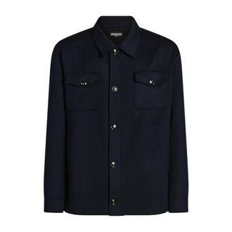 Kiton Homme, Vestes, Bleu, Taille: 2XL Pure Cashmere Shirt Jacket