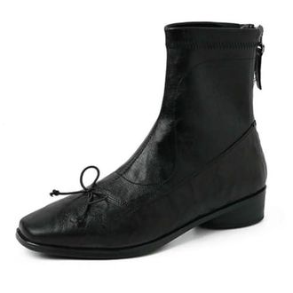 Generic GLDFW Automne Hiver Bout Carr&eacute; Couleur unie Bottes Morden Polyvalentes Femmes Bottes Confortables Chaussures Souple, Noir, 38.5 EU