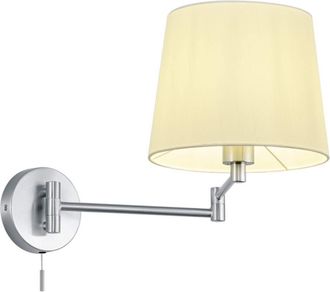 Trio Leuchten Wandleuchte Lyon 209100107, Metall, Nickel matt, Stoffschirm