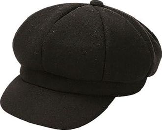 Generic Chapeau femme automne et hiver chaud mode laine b&eacute;ret peintre chapeau d&ocirc;me chapeau chapeau cuir femme, Noir, Taille unique