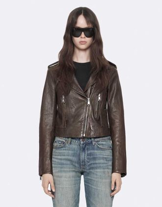 AllSaints Errie style motard marron olive