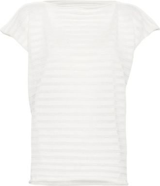 Issey Miyake Femme, Tops, Blanc, Taille: ONE Size Haut en jersey c&ocirc;tel&eacute;