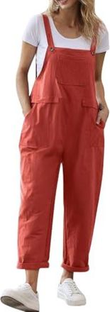Generic Salopette &agrave; bretelles pour femme - Grande salopette pour femme - Coupe ample - Short d&eacute;t&eacute; long - Jambe large - Combinaison d&eacute;t&eacute; &agrave; jambe droite - Combi