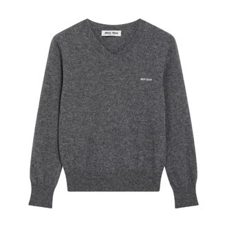 Miu Miu Slate V-neck Pullover - - Knitwear - Damen - Grau - S