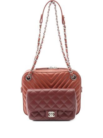 Chanel sac porté épaule à matelassage chevron (2018) - Marron