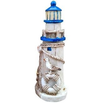 Cabilock Ornement Phare Méditerranéen en Résine 13.5 X 5 Cm Décoration Nautique Rustique pour Salon Bureau Aquarium Thème Plage