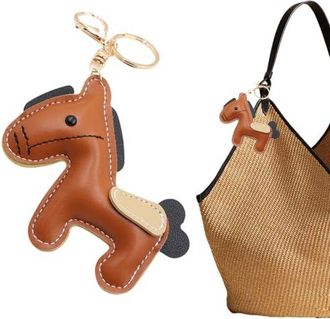 Generic Porte-clés animal en cuir, pendentif adorable cheval | porte-clés en cuir synthétique pour sac à main, sac à dos, porte-clés animal