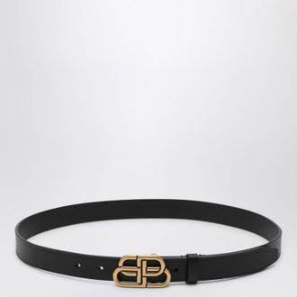 Balenciaga Black leather BB belt