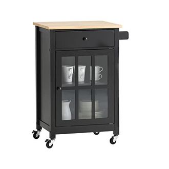 SoBuy FKW98-SCH Chariot de Service Desserte de Cuisine à roulettes Meuble de Rangement pour Cuisine et Salon L63xP46xH88cm - Noir