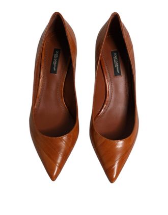 Dolce & Gabbana Womens Eel Leather Kitten Pump Brown