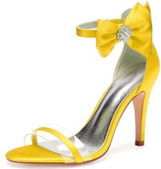Generic Sandales &Agrave; Talons Hauts Femmes Chaussures De Mariage Sexy Mari&eacute;e Open Toe Stylet Et&eacute; Talon Soir&eacute;e Chaussures 10.5Cm,Jaune,41 EU