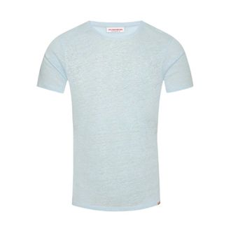 Orlebar Brown Weiches Blaues Leinen T-Shirt - - Tops - Herren - Blau - L