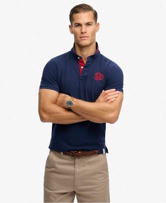 Superdry Polo &agrave; monogramme en piqu&eacute;