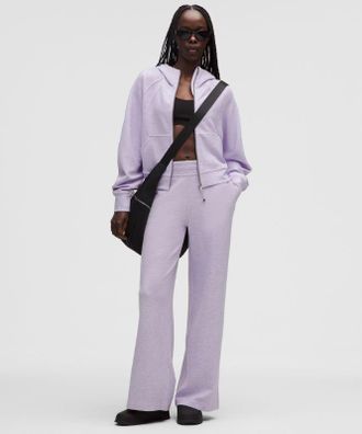 lululemon Scuba Hose mit mittelhohem Bund und weitem Bein Waffelmuster f&uuml;r Frauen - Gr&ouml;&szlig;e XL in Heathered Faint Lavender