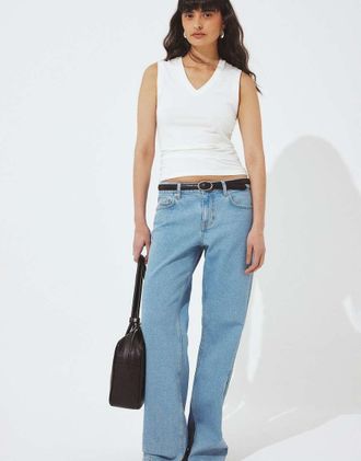 NA-KD Lane - Jean taille basse - Bleu clair