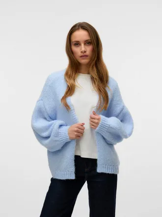 Vero Moda Strickjacke VMMAYBE LS OPEN CARDIGAN GA REP Kunstfaser, oversize