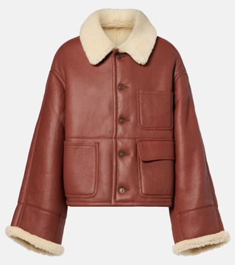 Victoria Beckham Lederjacke mit Shearling