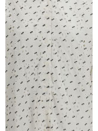 GCDS Womens Shirt Broderie Anglaise Optic White-Black Cotton White/black