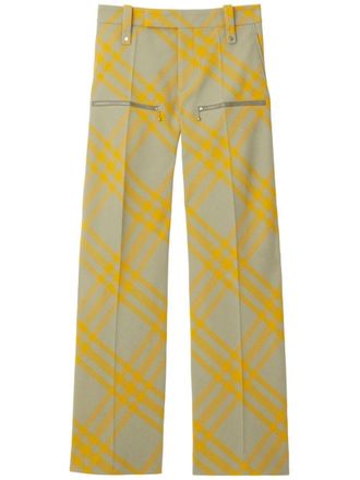 Burberry pantalon droit &agrave; carreaux - Jaune
