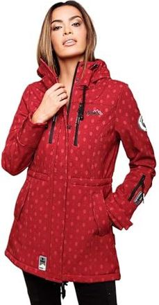 Marikoo B614 Veste dhiver pour femme imperméable Softshell, Motif rouge, S