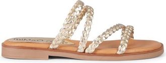 miMaO Sandales plates en cuir tress&eacute; Dor&eacute;, EU 36