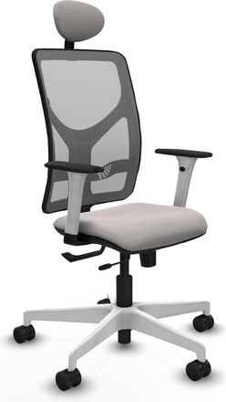 Piqueras y Crespo B&uuml;rostuhl in Grau und Wei&szlig;, mit wei&szlig;en und schwarzen Armlehnen, h&ouml;henverstellbare Lendenwirbelst&uuml;tze und festes Kopfteil, ausgestattet mit Syncro/Tras