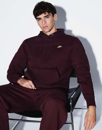Nike Club - Kapuzenpullover in Burgunder-ROT