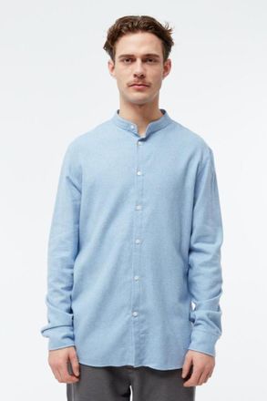 Givn Herren vegan Hemd Flanell Stehkragen Wes Hellblau
