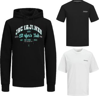 Jack & Jones Herren - Big Size Box 3 teilig - Sweat Hoodie Pullover T Shirt &Uuml;bergr&ouml;&szlig;e Plus Size 3XL 4XL 5XL 6XL 7XL 8XL zr99a (5XL, BigSize Box 12)