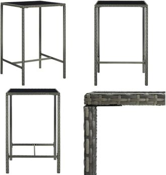 vidaXL Garten-Bartisch Grau 70x70x110 cm Poly Rattan und Glas - Gartenbartisch - Outdoor Bartisch - Rattan Bartisch - Balkontisch - Terrasse - Home & Living