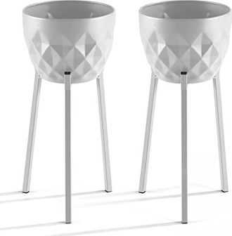 Oviala Lot de 2 caches Pots en métal Blanc - Palavas