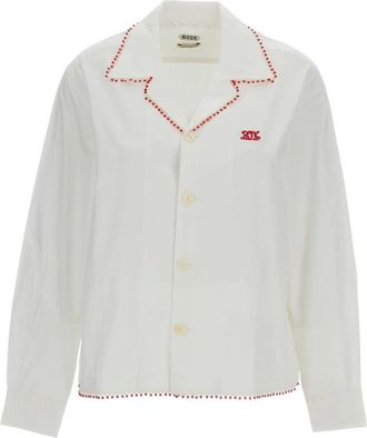 Bode Homme, V&ecirc;tements de nuit et de d&eacute;tente, Blanc, Taille: XS Redbud Cropped Shirt