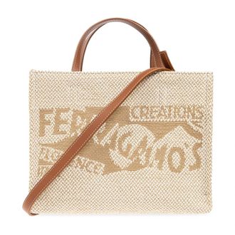 Ferragamo Sign Small Shopper Bag - - Bags - Damen - Beige - ONE SIZE