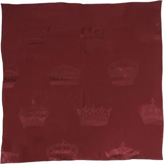 Dolce & Gabbana Maroon Silk Crown Square Men Foulard Scarf
