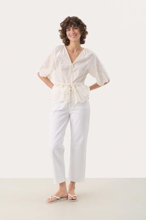 Part Two Kurzarm-Bluse Gerade Passform Eggnog white