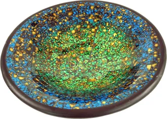 Guru Shop Runde Mosaikschale, Untersetzer, Dekoschale, Handgearbeitete Keramik & Glas Obst Schale - Design 21, Size:klein (&Oslash; 29 cm)