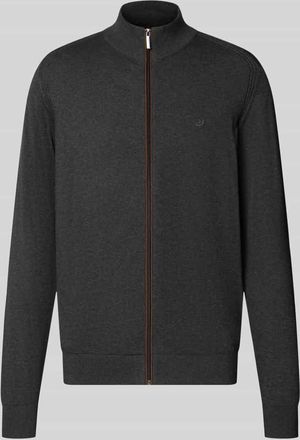Bugatti Regular Fit Strickjacke aus reiner Baumwolle mit Label-Stitching