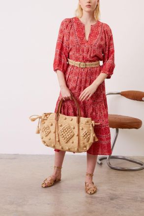 Gerard Darel Jupe mi-longue motif ethnique - BADICE - Corail