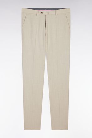 Eden Park Pantalon &Agrave; Taille &Eacute;lastiqu&eacute;e En Laine Et Coton Stretch M&eacute;lang&eacute;s Beige