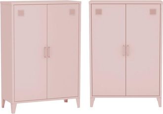 Sweeek 2er-Set Kommoden/Schr&auml;nke aus Metall mit 2 T&uuml;ren