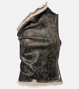 Rick Owens Top Athena imprimé asymétrique en jean