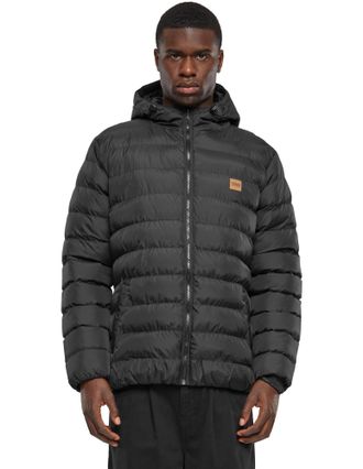 Urban Classics Herren Daunenjacke Jacke Basic Bubble Jacket TB863, Gr. Large, Schwarz (Black/White/Black 61)
