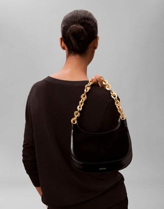 Calvin Klein Jeans - Sac port&eacute; &eacute;paule avec bandouli&egrave;re cha&icirc;ne - Noir