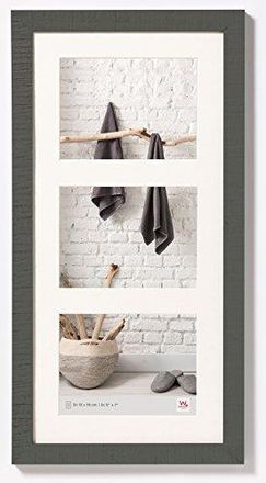 Walther Design Bilderrahmen grau 3x 13x18 cm Galerie mit Passepartout, Home Holzrahmen HO338D