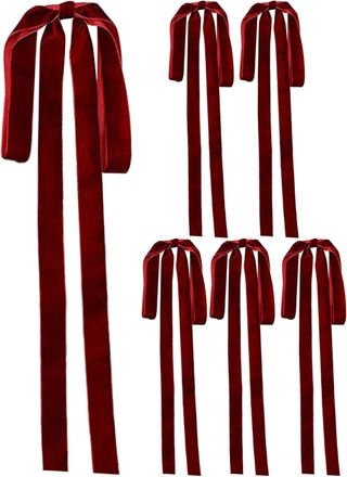 Generico Rote Weihnachtsschleifen: 6 St&uuml;ck gedrehtes Band, dekoratives Samtmaterial, festlicher Anh&auml;nger, wiederverwendbares Design, langlebig, elegante Weihna