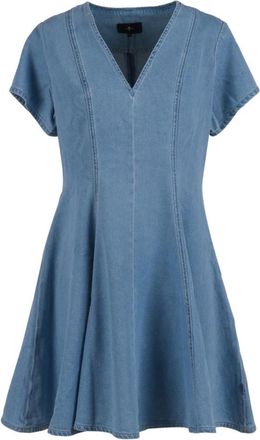 7 For All Mankind Femme, Robes, Bleu, Taille: 40 FR Hana V-neck Short Dress