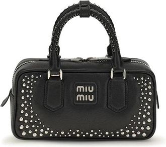 Miu Miu Arcadie Studded Leather Bag - - Bags - Damen - Schwarzk - ONE SIZE